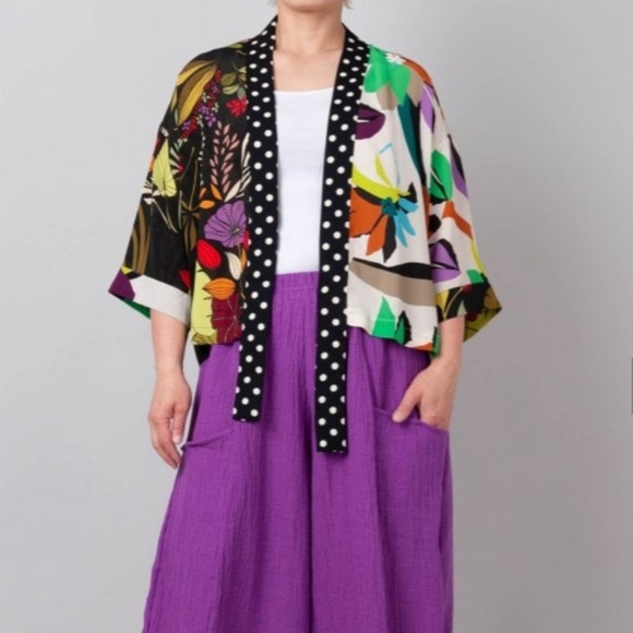ALEMBIKA | Tops | Alembika Mixed Print Linen Blend Kimono Wode Sleeve ...